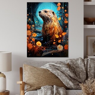 Design Art "Orange Futuristic Beaver Builder Blooms I" Beaver Metal ...