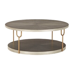 Modern 42 Inch Coffee Table, Ash Veneer, Metal Frame and Wheels, Gold ...