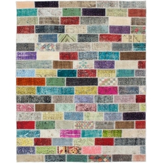 ECARPETGALLERY Hand-knotted Color Transition Patchwork Multi Wool Rug ...