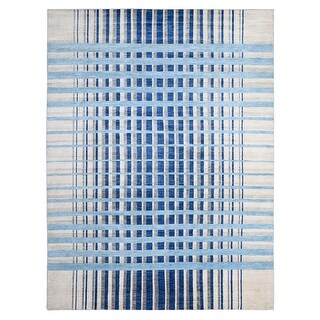 Shahbanu Rugs Goose Gray Natural Dyes Bauhaus Inspired Criss Cross Line ...