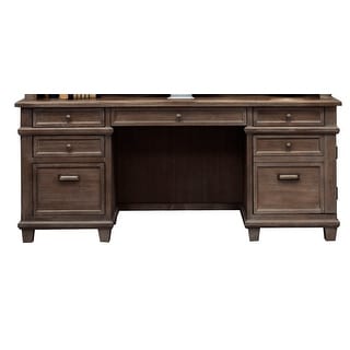 Carson Credenza, Wood Office Desk, Writing Table, Gray - Bed Bath ...