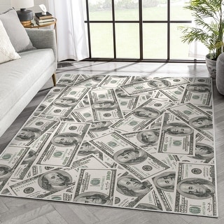 Well Woven Money Dollar Front 2006A Modern Machine Washable Area Rug ...