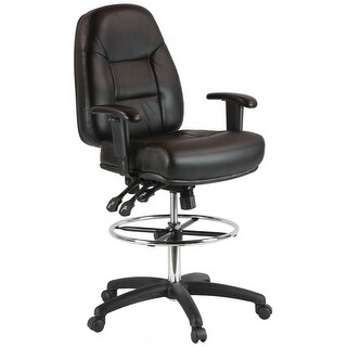 51" Black and Silver Leather Drafting Chair with Arms - Bed Bath ...