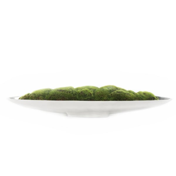 Faux Green Grass Moss Arrangement in Small Metal Boat Tray - Bed Bath ...
