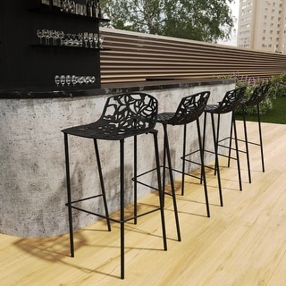 Devon Floral Cutout Bar Stool (Set of 2) - Fully Assembled Aluminum ...
