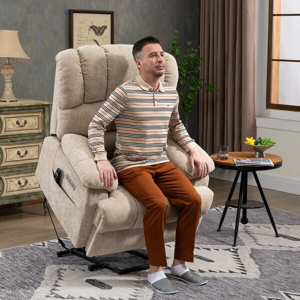 High Back Power Lift Recliner Chair w 8 Point Vibration Massage Lumbar Heating Oversized Chenille Power Massage Recliner Sofa On Sale Bed Bath Beyond 39572762