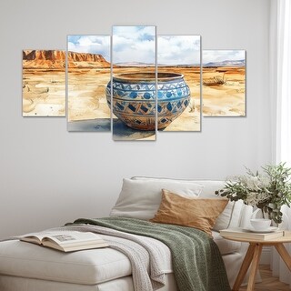 Designart - Brown African Desert Pottery Serenity III - Boho Pottery ...