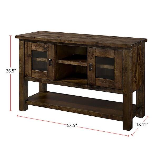 Wooden Server with Bottom Shelf in Rustic Oak Finish - Bed Bath ...