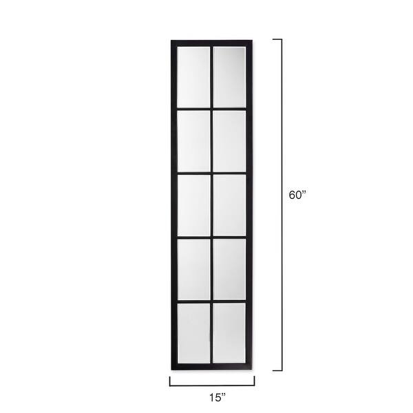 Alden Décor Linear Metal Grid Mirror with Paned Beveled Glass - Black ...