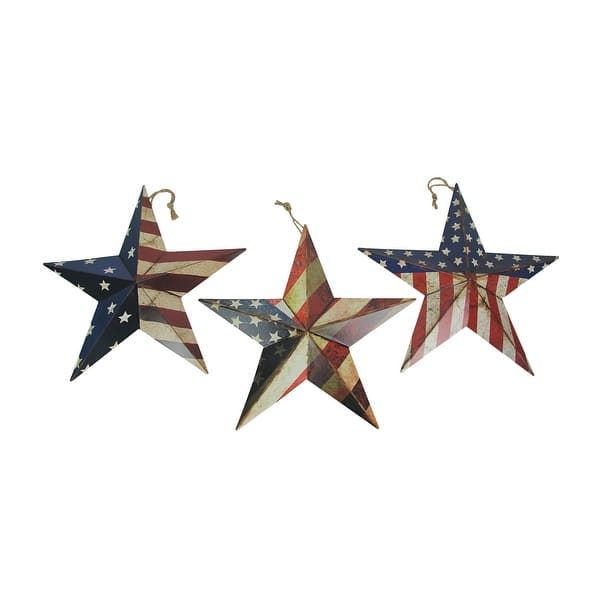Metal American Flag Star Patriotic Wall Art Hanging (Set Of 3) - Bed ...
