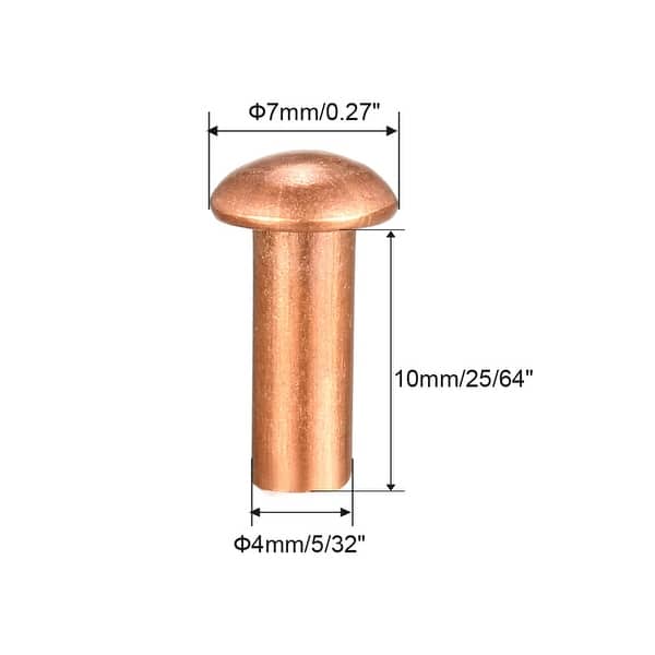 50 Pcs Round Head Copper Solid Rivets Fasteners - Bed Bath & Beyond ...