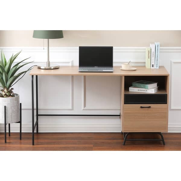 Light Oak Finish Computer Table Home Office Desk - On Sale - Bed Bath ...