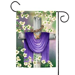 Purple and White Easter Cross Outdoor Garden Flag 18" x 12.5" - Bed ...