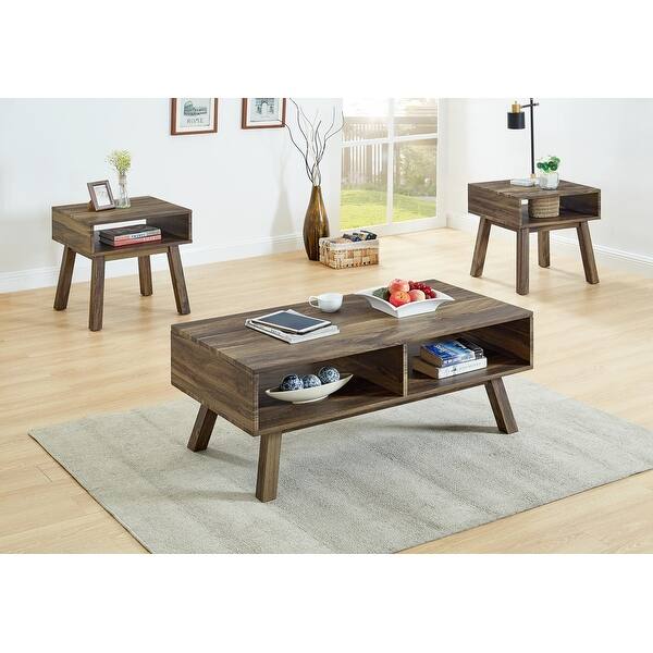 Titanic Furniture Robbie 3-Piece Table Set with Brown Wood Frame - 3 ...