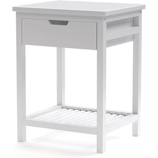 Nightstand Bedside Table with Drawer End Table with Shelf Bamboo Side ...