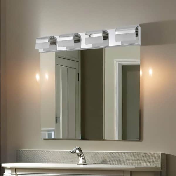 Chrome Modern LED Vanity 4 Light Over Mirror Bath Wall Lighting - Bed ...