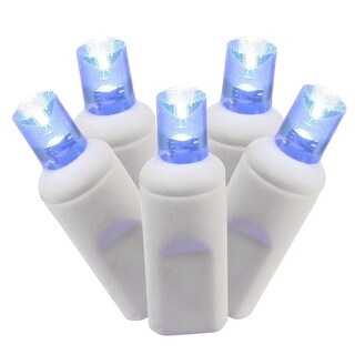 Vickerman 50 Blue Wide Angle LED Light on White Wire, 25' Christmas ...