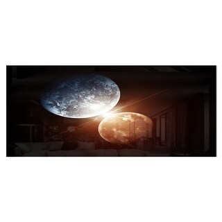 Designart 'Kiss Between Two Planets' Modern Spacescape Metal Wall Art ...