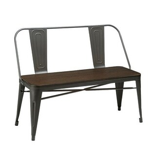 Gina 40 Inch Bench, Smooth Wood Seating, Strong Metal Frame, Dark Gray ...