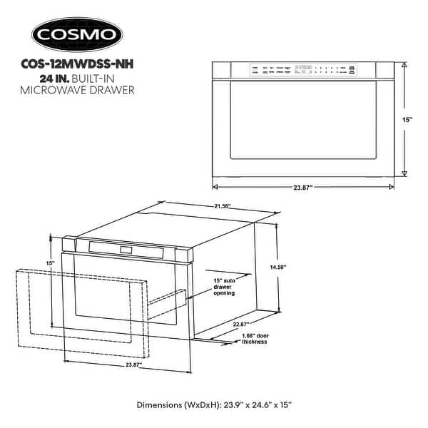 Cosmo 24 in. Built-in Microwave Drawer with Auto Presets in Stainless ...