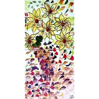 12x24 Sunflowers Kitchen Backsplash 8pc Ceramic Tiles Wall Mural - Bed ...