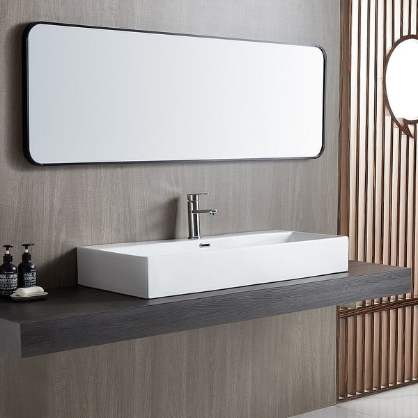 Eridanus 40" Elongated White Bathroom Vanity Trough Sink - Bed Bath ...