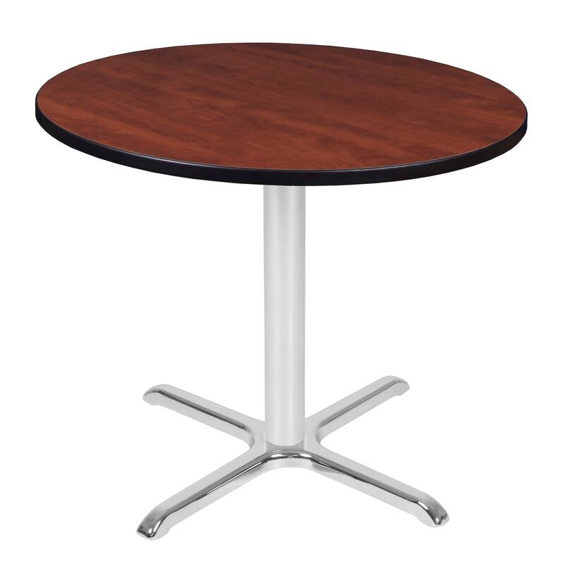 Via Round Melamine Table with Metallic X-cross Base - Overstock - 25776594