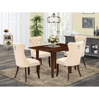 East West Furniture Dinette Set Consists of a Rectangle Dining Table and Padded Chairs, Mahogany ...