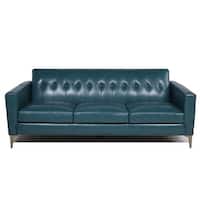Carson Carrington Vavra Turquoise Leather Sofa - 86"W x 36"D x 33"H ...