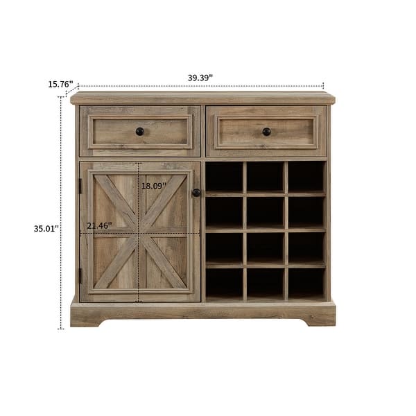 Classic Farmhouse Style Wooden Sideboard with Removable Wine Racks ...