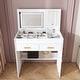 Flip Top Vanity Desk with Built-in LED Mirror, Outlet, 2 Drawers ...
