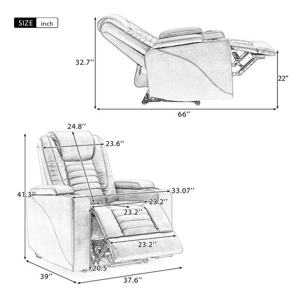 Black Power Recliner with Two Cup Holders and Hidden Arm Storage - Bed ...
