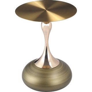 Modern Round Gold Stainless Steel Side Table with Pedestal Base for ...