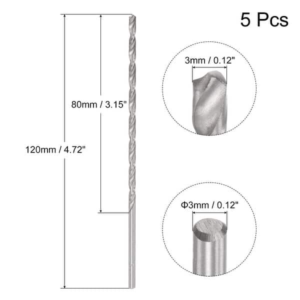 5 Pcs 1.5mm Mini Twist Drill Bits, High-Speed Steel Extra Long Drill ...