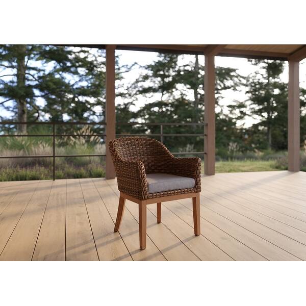 Winston Truss Natural Teak with Vintage Earth Woven Side Chair (Set of ...