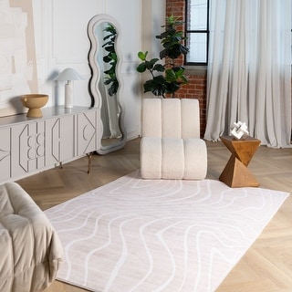 Rug Branch Minimalist Modern Abstract Beige Cream Indoor Soft Area Rug ...