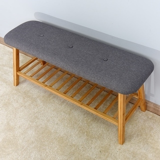 Standard Benches Entryway Bench Bamboo Shoe Rack Bench w/ Partition ...