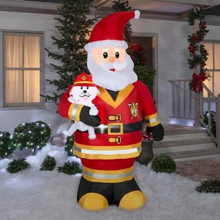 Gemmy Christmas Inflatable Firefighter Santa , 7 ft Tall - Bed Bath ...