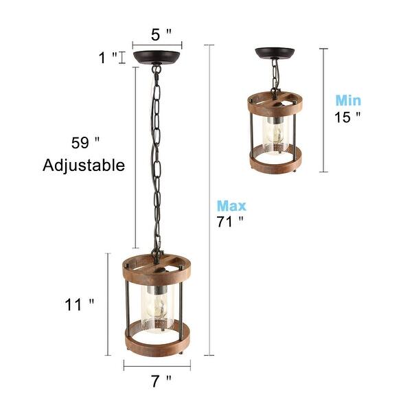 Anmytek Round Wood Pendant Light Kitchen Island Hanging Light Fixture