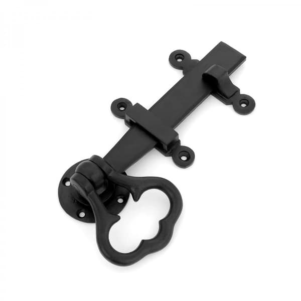 Black Iron Gate Latch 9.4 in Door Latch Circular Base Plate with ...