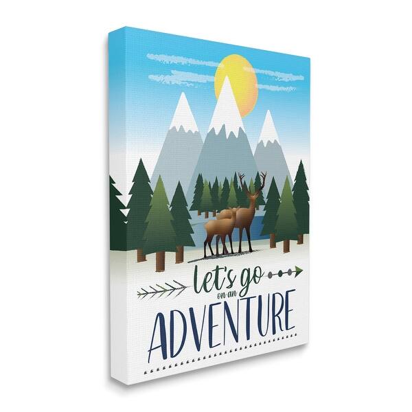 Stupell Let's Go Adventure Phrase Forest Animal Mountain Range Canvas ...