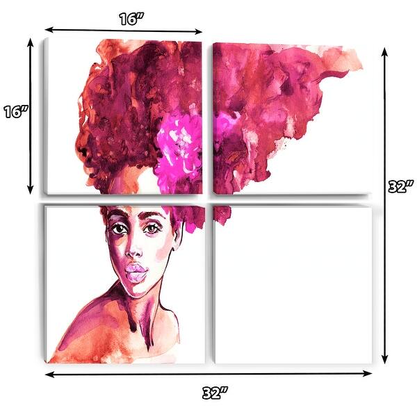 Designart "Portrait of African American Woman VI" Modern Canvas Wall ...