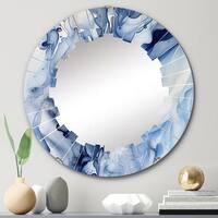 Designart "Blue and White Marble Dreams" Abstract Modern Wall Mirror ...