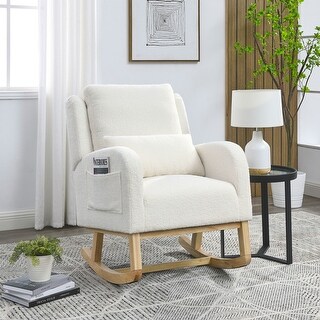 Grondin Modern Style Rocking Chair, Teddy Fabric Upholstered Nursery ...