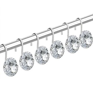 12 Piece Set - Crystal Clear Acrylic Shower Curtain Hooks Rings ...