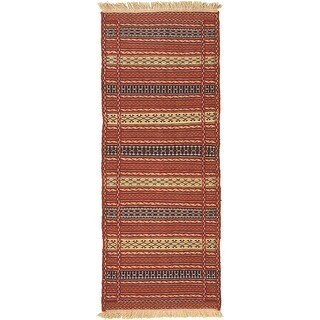 Flat-weave Ottoman Kashkoli Red Wool Sumak - Bed Bath & Beyond - 31627117