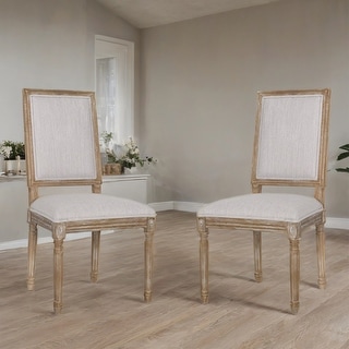 Dining Chairs with Upholstered Backrest, Fluted Legs, Set of 2 - Bed ...