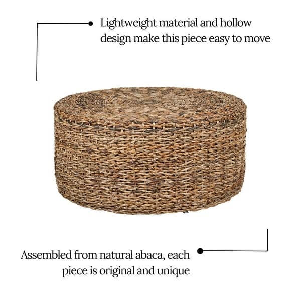 Hand-Woven Natural Abaca Wood Round Coffee Table by East at Main - Bed ...
