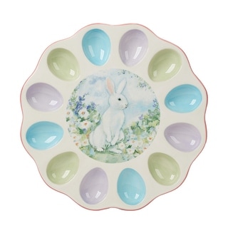 Certified International Easter Morning Round Deviled Egg Plate - 12.25 ...