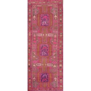 Fuchsia Ardebil Persian Vintage Runner Rug Hand-knotted Wool Carpet - 3 ...
